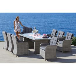 Konifera Garten-Essgruppe »»Menorca«« Set, 8x Sessel, 1x Tisch 230, 8x100x75 cm, inkl. Auflagen, Alu, Polyrattan, 25 Stk. tlg. Polyrattan,...