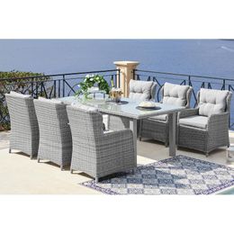 Konifera Garten-Essgruppe »Seattle« Set, 6x Sessel, 1xTisch 170x90 cm, inkl. Auflagen, Polyrattan, Aluminium, 19 Stk. tlg. Tischbeine aus Akazie,...