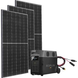 EcoFlow Solaranlage &raquo;Delta Pro Powerstation mit 3 x 415W Gerahmtes Solarmodul&laquo; Plug and play schwarz 1-seitig aufgebaut