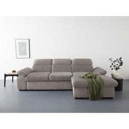 COTTA Ecksofa »Lola L-Form mit Kopfteilfunktion & Hocker« wahlweise mit Bettfunktion, Bettkasten & Armteilverstellung Dark Grey
