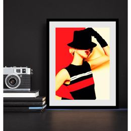 queence Bild &raquo;Faceless&laquo; Art Bilder von Frauen Fashion Frau Kunst Magazincover Mode 1 Stk. tlg. HD Premium Poster-Druck inkl. Holzrahmen rot Acrylglas,