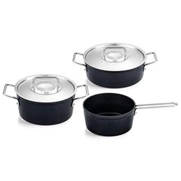 Fissler Topf-Set »Adamant « Aluminium Set, Kochtopf 20 + Bratentopf 24 + Stielkasserolle 18cm oD, 3 Stk. tlg. Made in Germany schwarz 0