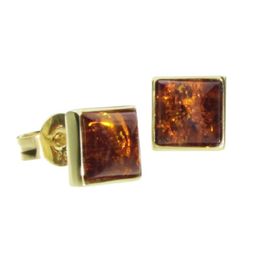 OSTSEE-SCHMUCK Paar Ohrstecker &raquo;Ohrstecker Classic 6 x 6 mm&laquo; 7 x 7 mm Sch&ouml;ne Ohrstecker mit quadratischen 6x6 mm Bernsteinen