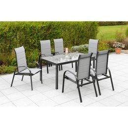 Merxx Garten-Essgruppe »Marini« 7 Stk. tlg. 6 Klappsessel mit Tisch grau +
