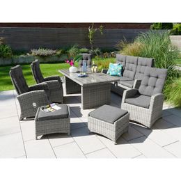 Konifera Garten-Essgruppe »Monaco« Set, 4x Sessel, 1x 3er Sofa, 2x Hocker, 1x Tisch 200x100x75cm, 24 Stk. tlg. Polyrattan, Aluminium, mit...