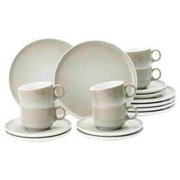 Seltmann Weiden Kaffeeservice »Sento Home, Geschirr-Set, 18-teilig« harmonisch geschwungene Form Aura cream