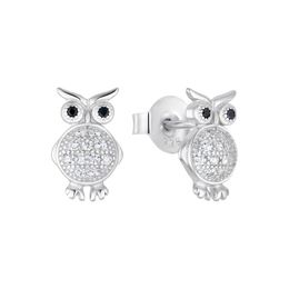 Amor Paar Ohrstecker »Owls, 2016880« mit Zirkonia (synth.) silberfarben-schwarz-kristallweiß + schwarz-kristallweiß Tierische Motiv-Ohrstecker für...