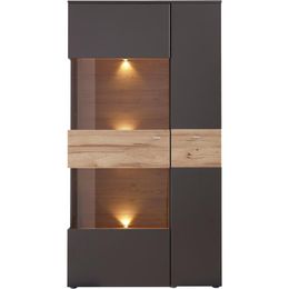 FORTE Vitrine »Como« Highboard, LED Beleuchtung Einlegeböden, Glastüre, Soft Close grau-eichefarben Erleben Sie moderne Eleganz mit unserem...