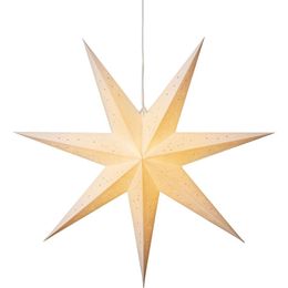 Konstsmide Dekostern &raquo;Weihnachtsstern, Weihnachtsdeko&laquo; wei&szlig;er Papierstern, LED Stern, gesticktem wei&szlig;en Muster, 7 Zacken wei&szlig;