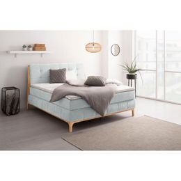 OTTO products Boxspringbett &raquo;Jelle&laquo; 5 Stk. tlg. zertifizierte, recycelte Bezugsstoffe, verschiedene Ausf&uuml;hrungen grau Polyester