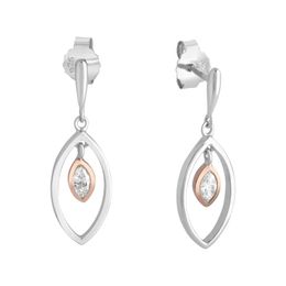 ZEEme Paar Ohrstecker »925 Sterling Silber rhodiniert zweifarbig Zirkonia« weiß + weiß one-size Elegante Ohrhänger aus 925/- Sterling Silber