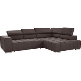 exxpo - SOFA FASHION Ecksofa »Elias, aktuelle Kreuzsteppung im Sitz, bequem, L-Form« mit Kopf- bzw. Rückenverstellung, wahlweise mit Bettfunktion...