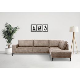 Places of Style Ecksofa »Polsterecke Oland, Struktur, Flachgewebe, Luxus-Microfaser, Boucle« L-Form, 289 cm, Wellenunterfederung, Skandi-Design,...