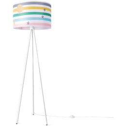 Paco Home Stehlampe »TRINA TWEET 462 STRI« E27 Kinderlampe Kinderzimmer Streifen Regenbogen Hell Bunt Pastell E27 Weiß