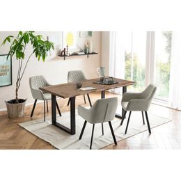 Salesfever Essgruppe »Essgruppe mit Stil« Set, 5 Stk. tlg. 5-teiliges Set, Tischplatte mit seidenmattem OSMO Hartwachs-Öl behande Walnuss, Beige,...