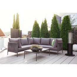 bellasole BELLA SOLE Garten-Essgruppe 4 Stk. tlg. Ecklounge mit Gartentisch Dark Grey + Bezug: 100% Polyester