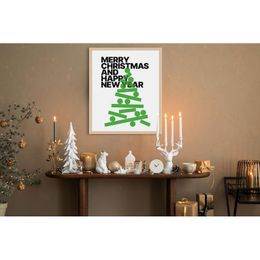 queence Bild mit Rahmen &raquo;Spruch Tannenbaum&laquo; Jahreszeiten Schriftzug Weihnachten 1 Stk. tlg. Premium Rahmenbild, liebevolle Handarbeit wei&szlig; Acrylglas, 