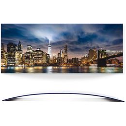 Artland Wandbild »Sonnenaufgang über Manhattan« Amerika 1 Stk. tlg. 3D Optik gebogen Farbe Bild(er): blau