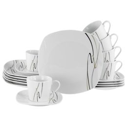 Creatable Kaffeeservice »Amelie Piazza, Kaffee-Service 18-tlg« Elegant, Schwungvoller Liniendekor weiß