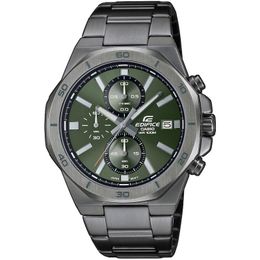 CASIO EDIFICE Chronograph Quarzuhr, Armbanduhr, Herrenuhr, bis 10bar wasserdicht, Edelstahlarmband anthrazit-olivgrün Flotter Herrenchronograph