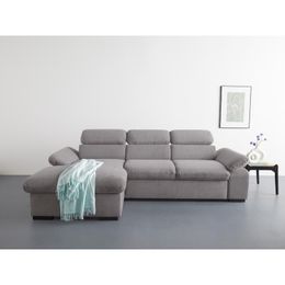 COTTA Ecksofa »Lola L-Form mit Kopfteilfunktion & Hocker« wahlweise mit Bettfunktion, Bettkasten & Armteilverstellung Stone