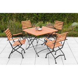 Merxx Garten-Essgruppe »Schloßgarten« 5 Stk. tlg. 4 Klappsessel mit Tisch braun +