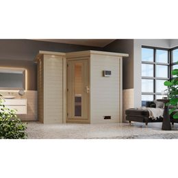 Karibu Sauna »Sanna 2« Set, 9-kW-Ofen mit integrierter Steuerung naturbelassen