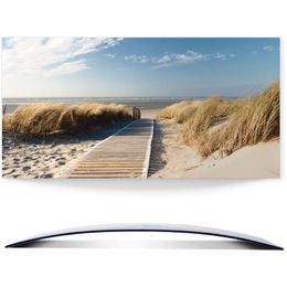 Artland Wandbild &raquo;Nordseestrand auf Langeoog - Steg&laquo; Strand 1 Stk. tlg. 3D Optik gebogen Farbe Bild(er): naturfarben