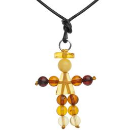 OSTSEE-SCHMUCK Kette mit Anh&auml;nger &raquo;Kette mit Anh&auml;nger Bernsteinm&auml;nnchen - Lederband&laquo; variabel M&auml;nnchen aus Bernstein am Lederband