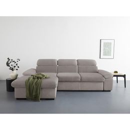 COTTA Ecksofa »Lola L-Form mit Kopfteilfunktion & Hocker« wahlweise mit Bettfunktion, Bettkasten & Armteilverstellung Elephant
