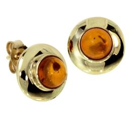 OSTSEE-SCHMUCK Paar Ohrstecker &raquo;Ohrstecker Una Ohrstecker Una&laquo; 10 mm rund Sch&ouml;ne Ohrstecker mit 4 mm gro&szlig;en Bernsteinen