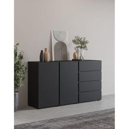 Inosign Sideboard »Metric, Breite 138 cm, grifflose Kommode 2 Türen/4 Schubkästen« Schubladenschrank mit viel Stauraum, Einlegeböden verstellbar...