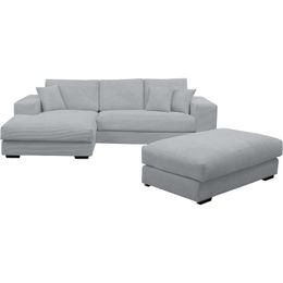 WERK2 Polstergarnitur »Eden L-Form + Hocker. Mega Couch Breite 286cm, Cord« Set, Design Ecksofa + Hocker in Cord mit besonders weichem Sitzkomfort...
