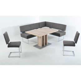 K+w Komfort & Wohnen K+W Komfort & Wohnen Essgruppe 4 Stk. tlg. langer Schenkel links oder rechts, 2 Freischwinger, 1 Funktionstisch silber