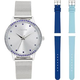 ANISTON JEWELRY & WATCHES Quarzuhr Armbanduhr, Damenuhr, neue Kollektion silberfarben, blau, hellblau Elegante Damenarmbanduhr