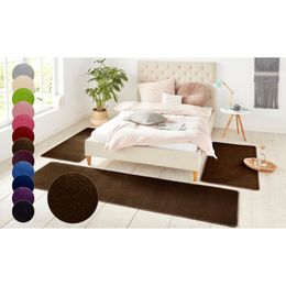 Hanse Home Bettumrandung &raquo;Shashi&laquo; H&ouml;he 8 mm 3 Stk. tlg. Kurzflor, Unifarben, Teppich, Bettl&auml;ufer, Bettvorleger, Teppichl&auml;ufer braun Obermaterial:...