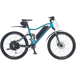 Prophete &raquo;Graveler&laquo; 9 Gang Shimano Alivio Schaltwerk Kettenschaltung Heckmotor 250 W Pedelec, Elektrofahrrad f&uuml;r Damen u. Herren, MTB Petrol+schwarz