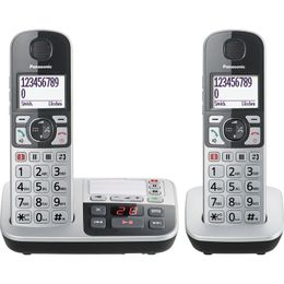 Panasonic Seniorentelefon »KX-TGE522« (Mobilteile: 2 ) inkl. Anrufbeantworter silberfarben/schwarz Smarter Klingelton –Der Klingelton wird bei...