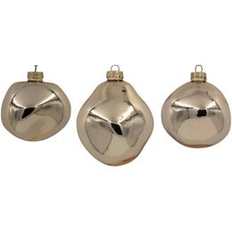 LEONIQUE Weihnachtsbaumkugel &raquo;Birdelle gl&auml;nzend, Weihnachtsdeko, Christbaumschmuck, Christbaumkugeln&laquo; Baumkugeln in organischer Form, &Oslash; ca. 8 cm,...