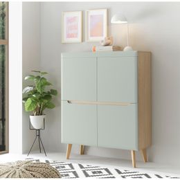 Inosign Highboard »Torge, Kommode, Schrank, Sideboard, Anrichte, Mehrzweckschrank« 1 Stk. tlg. abgeschrägte Füße, drei Farben, Scandi Design, 107...