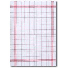 Dyckhoff Geschirrtuch &raquo;KARO / Halbleinen - 60x80 cm&laquo; wei&szlig;/rot Obermaterial: 55% Baumwolle, 45% Leinen