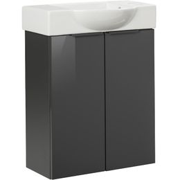 Fackelmann Waschtisch &raquo;SBC&laquo; Set, 2 tlg. bestehend aus Becken und Unterbau, Breite ca. 55 cm Anthrazit + Anthrazit matt