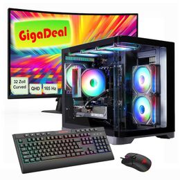 GAMEMAX PC-Komplettsystem »GigaDeal Gaming-PC-Set HYPE-M BK« 32 ′′ AMD Ryzen 5 GeForce RTX 5060 32 GB RAM 1.000 GB SSD Windows 11 + Gigabyte GS32QC...