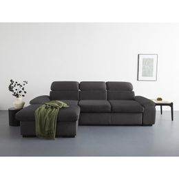 COTTA Ecksofa »Lola L-Form mit Kopfteilfunktion & Hocker« wahlweise mit Bettfunktion, Bettkasten & Armteilverstellung Mud