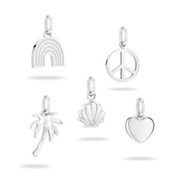 Tamaris Anhänger Set »Multipack All About Beads Regenbogen Peace-Zeichen Palme Muschel Herz« (Set, 5 Stk. tlg.) mit Zirkonia (synth.)...