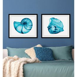 queence Bild »Jenny« Kunst Meer Wassertiere 1 Stk. tlg. HD Premium Poster-Druck inkl. Holzrahmen Farbe Rahmen: schwarz + Farbe Bild(er): blau