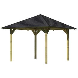 Karibu Pavillon &raquo;Sevilla&laquo; BxTxH: 340x340x290 cm, mit schwarzen Dachschindeln