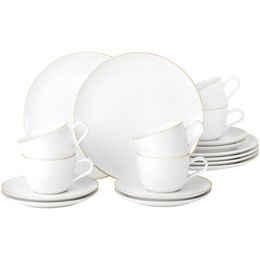 Seltmann Weiden Kaffeeservice »Geschirr-Set, Service Liberty Goldrand« Teller Set, Tassen, gold, Made in Germany, 18 Teile, für 6 Personen weiß, gold