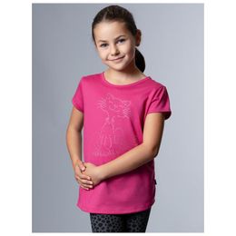 TRIGEMA T-Shirt »T-Shirt mit glitzerndem Katzen-Motiv« 1 Stk. tlg. hibiskus 128 128 Single-Jersey