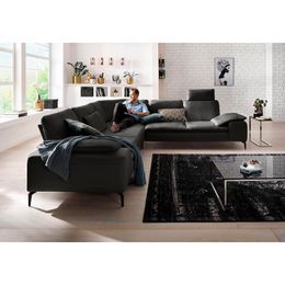 W.Schillig Ecksofa &raquo;valentinoo, Designsofa, elegant und bequem, L-Form&laquo; mit Sitztiefenverstellung, Breite 318 cm schwarz Longlife Xtra-Leder Z59: 